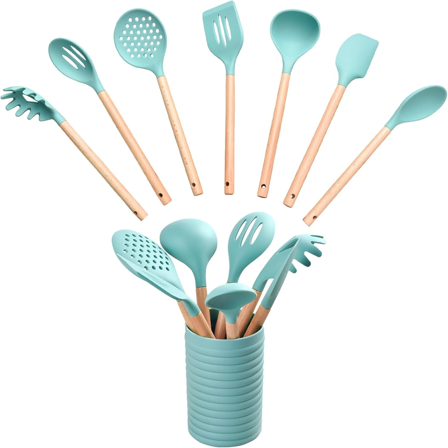 Silicone Cooking Utensils Set, Colorful 8 Pieces Kitchen Utensil Kits ...