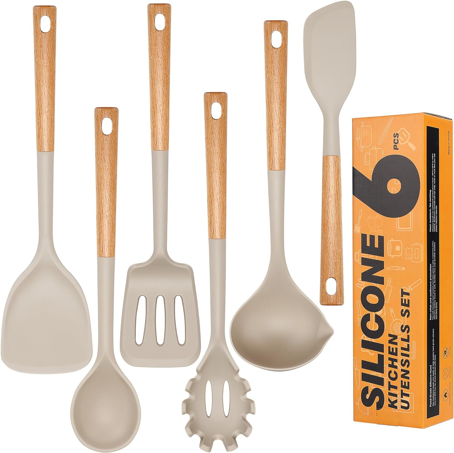 Silicone Cooking Utensils Set, Heat Resistance Lar Kitchen Utensils Set ...