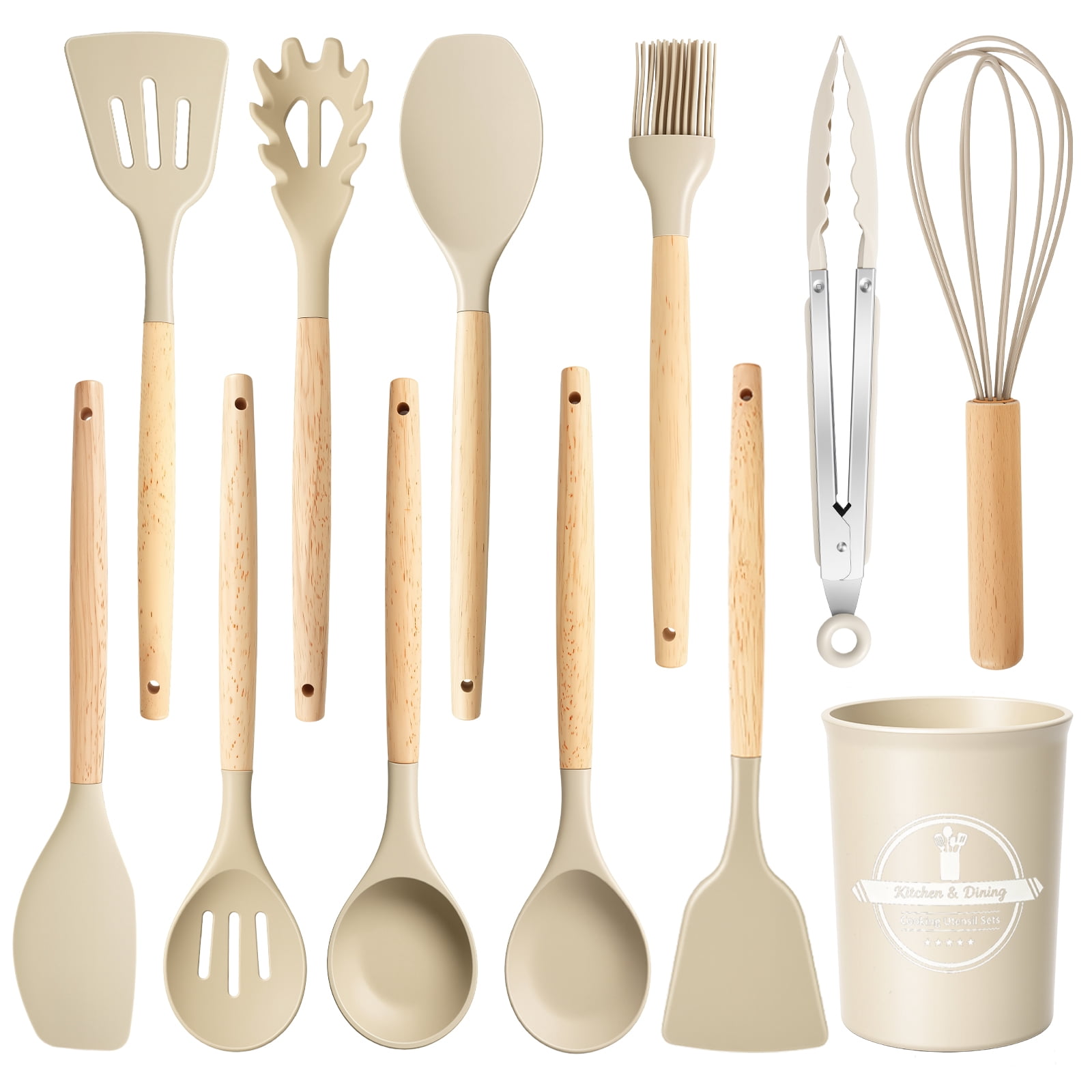 Silicone Cooking Utensils Set, Heat Resistant Kitchen Cooking Utensils ...