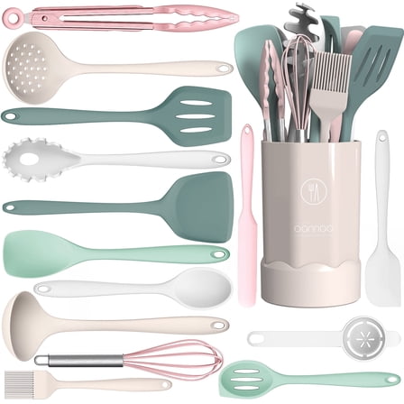 33 PCS Silicone Kitchen Utensils Set, Chef Heat Resistant Cooking ...