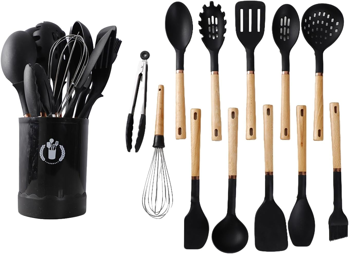 Silicone Cooking Utensils Set, Kitchen Utensils Set 13 Pcs for cooking ...