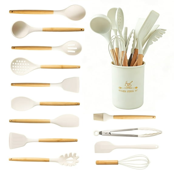 GARITIN Silicone Cooking Utensil Set of 14, Kitchen Utensils Set for ...