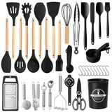 Silicone Cooking Utensils Set with Holder, 44 PCS Kitchen Utensils Set ...