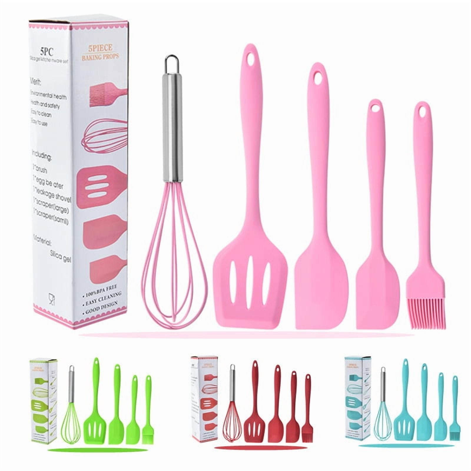Silicone Cooking Utensils Sets,AILKIN 5-Piece Kitchen Utensil Set 600°F ...