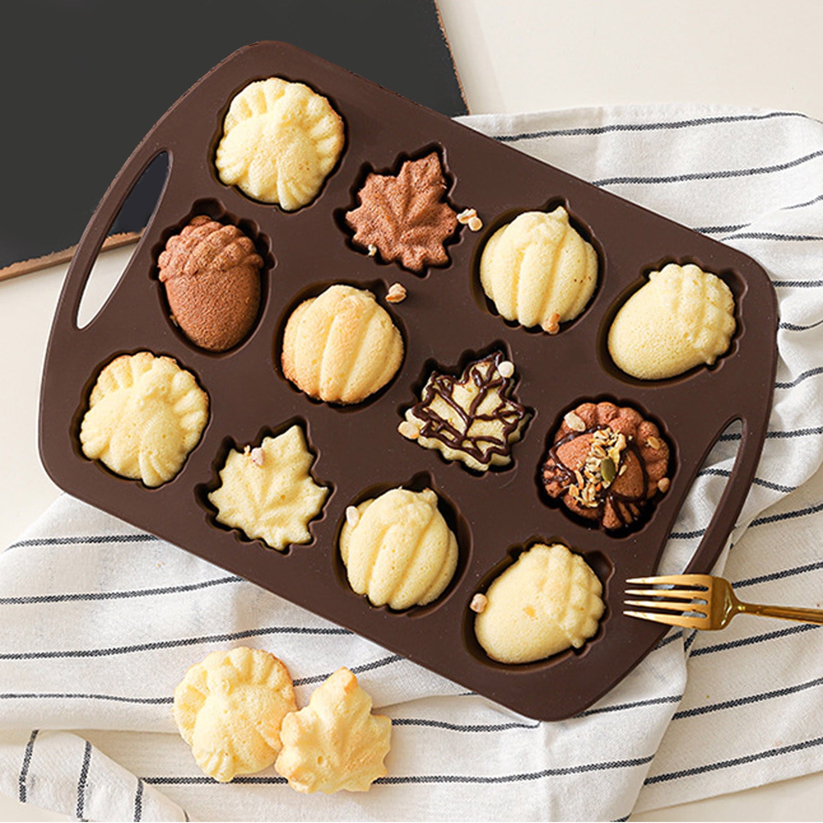 Silicone Corn Stick Bread Pan For Baking Non Stick Nut Leaf Shape ...