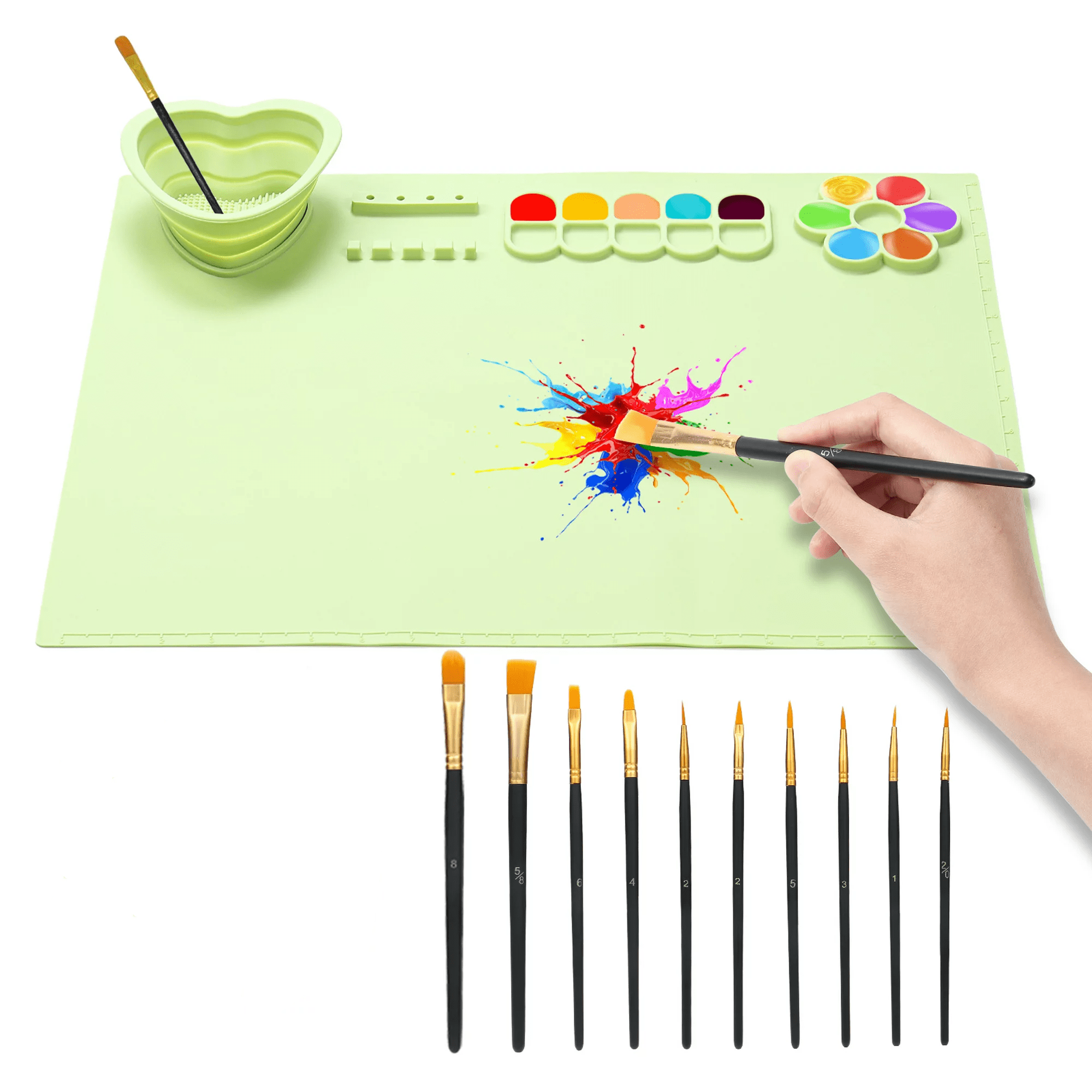 Silicone Craft Mat, 20×16 inches Silicone Painting Mat with Water Cup ...