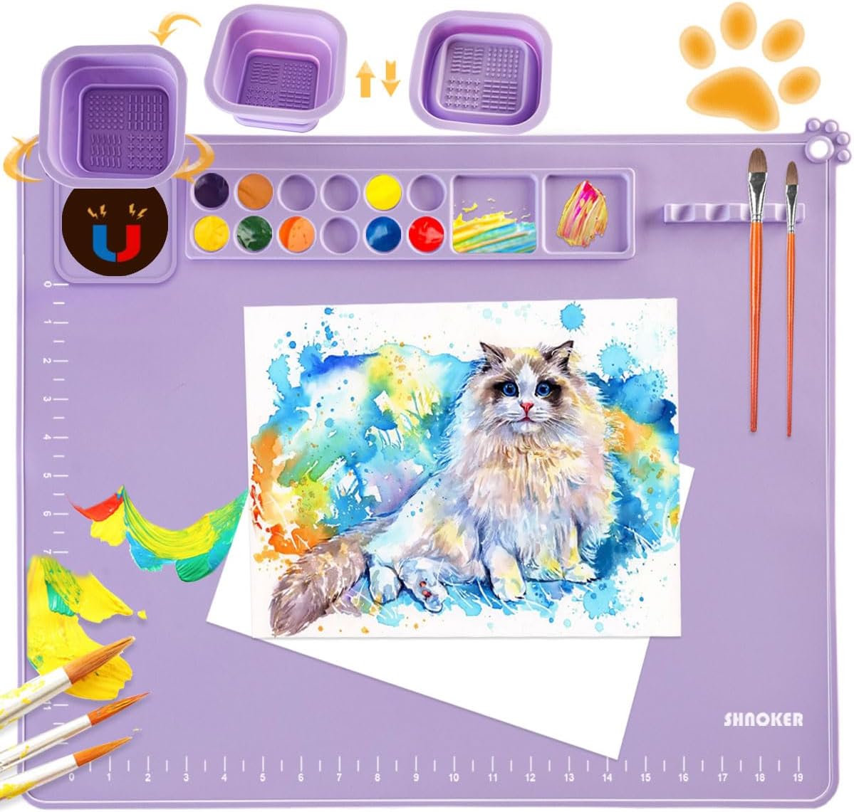 Silicone Craft Mat 21.7"x17.7" Super Large Silicone Painting Mat with 1 ...