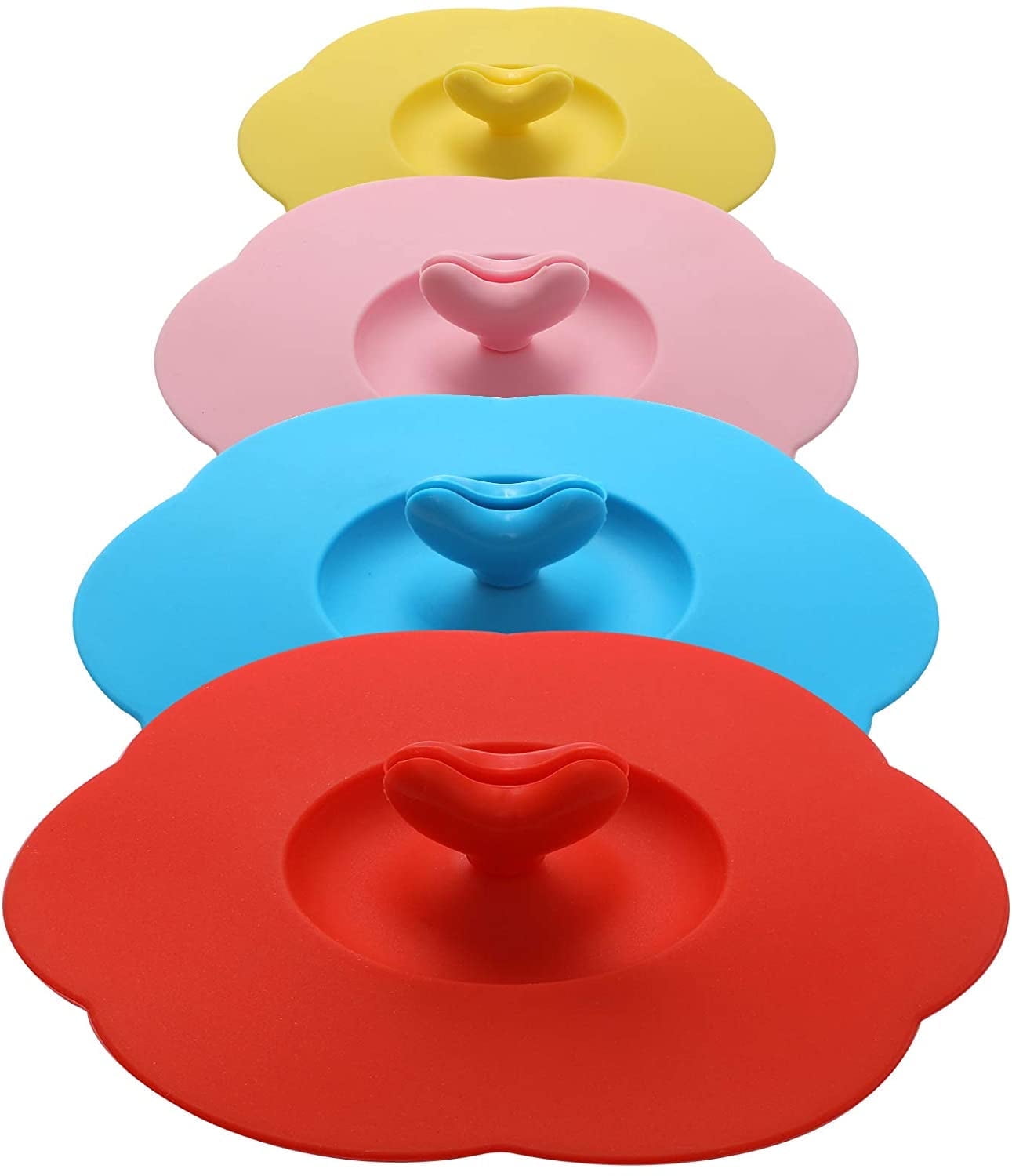 Silicone Cup Covers (Set of 4) ， Multicolored Silicone Lids for Mugs ...