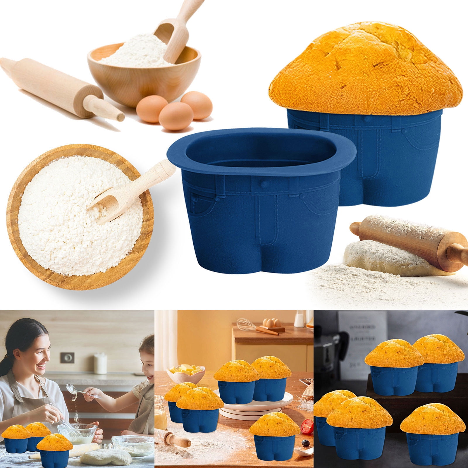 Silicone Cupcake Baking Cups Cute Jeans Style Baking Utensils Pants ...