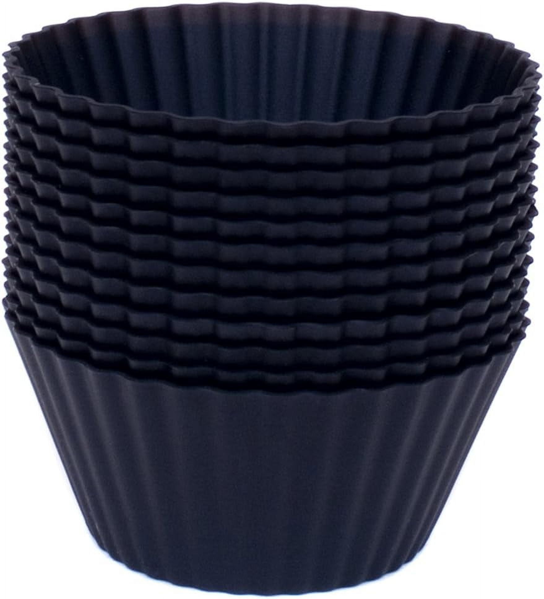 Silicone Cupcake Liners - Set Of 12 Premium Reusable Black Muffin ...