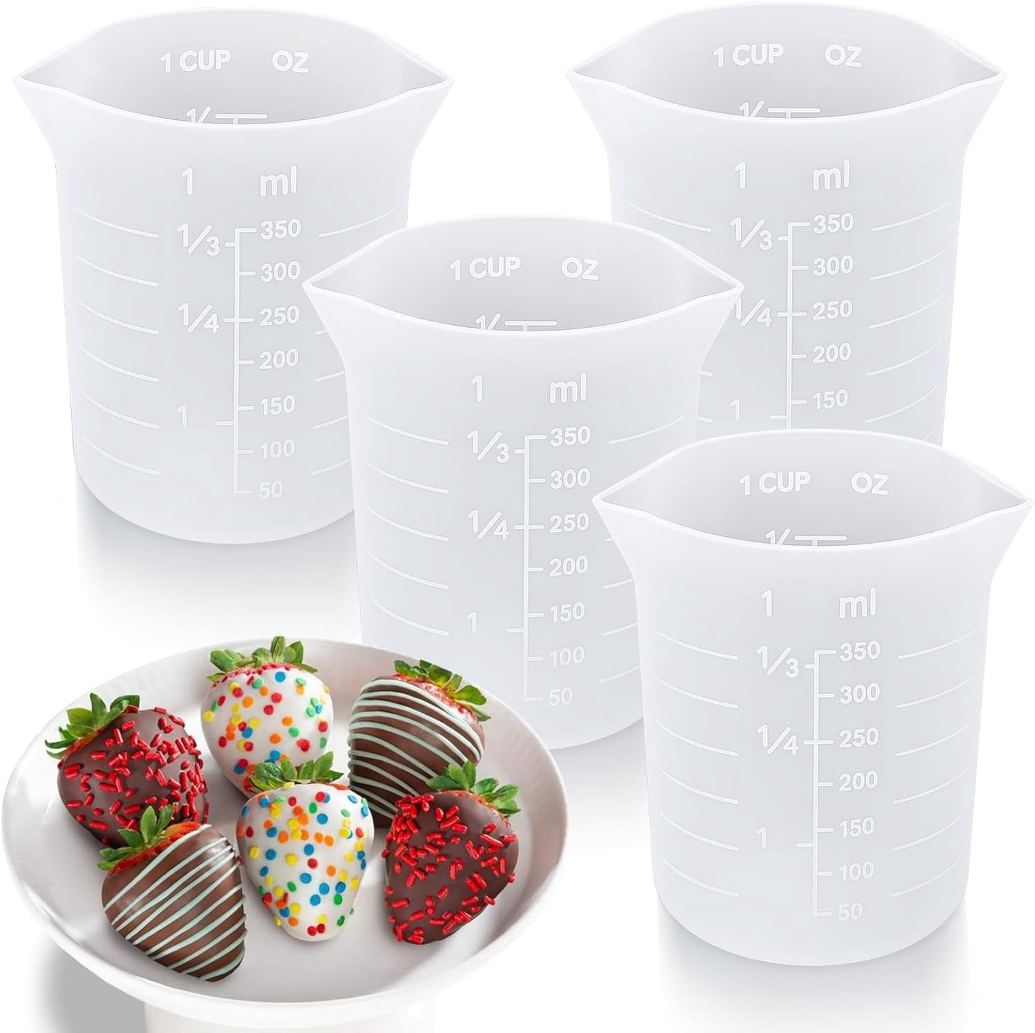Silicone Cups for Melting Chocolate, 4PCS Silicone Measuring Cups with ...