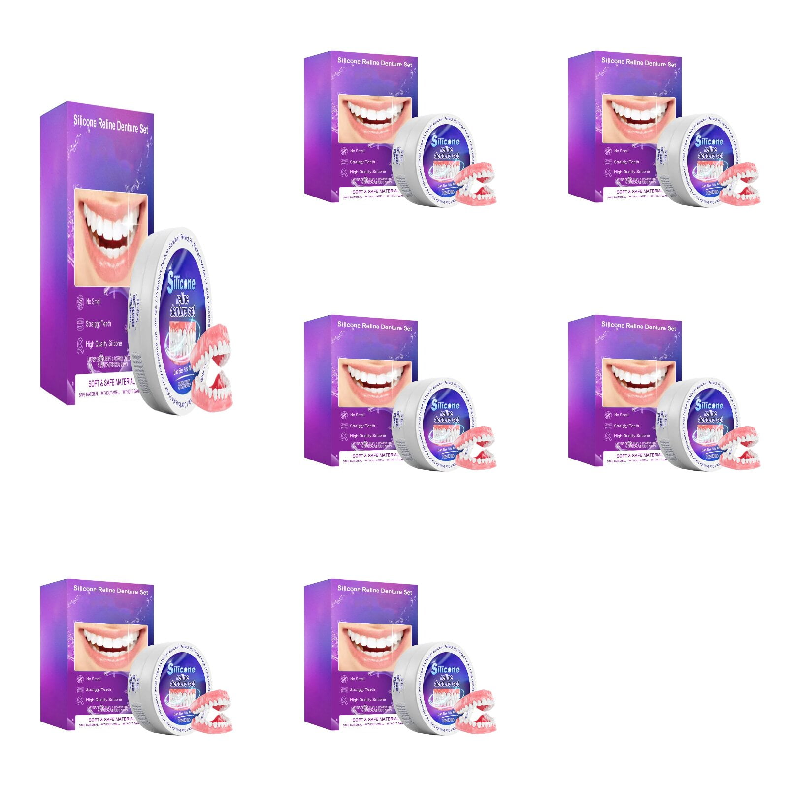 Silicone Denture Set for Women and Men, Soft Upper and Lower Dentures ...