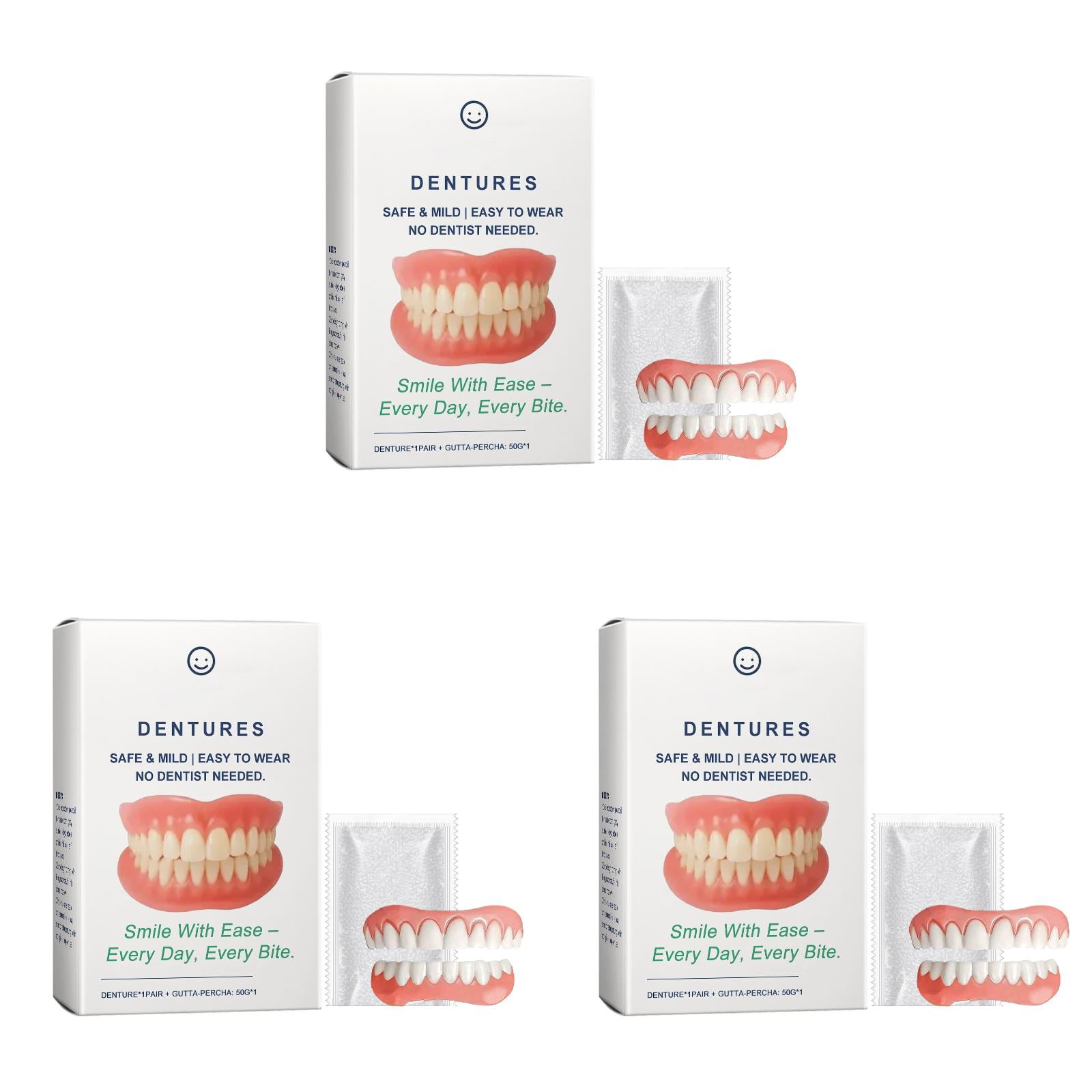 Silicone Dentures for Women and Men, Natural Daily Wear Denture Upper/Lower Set for Men/Women ...