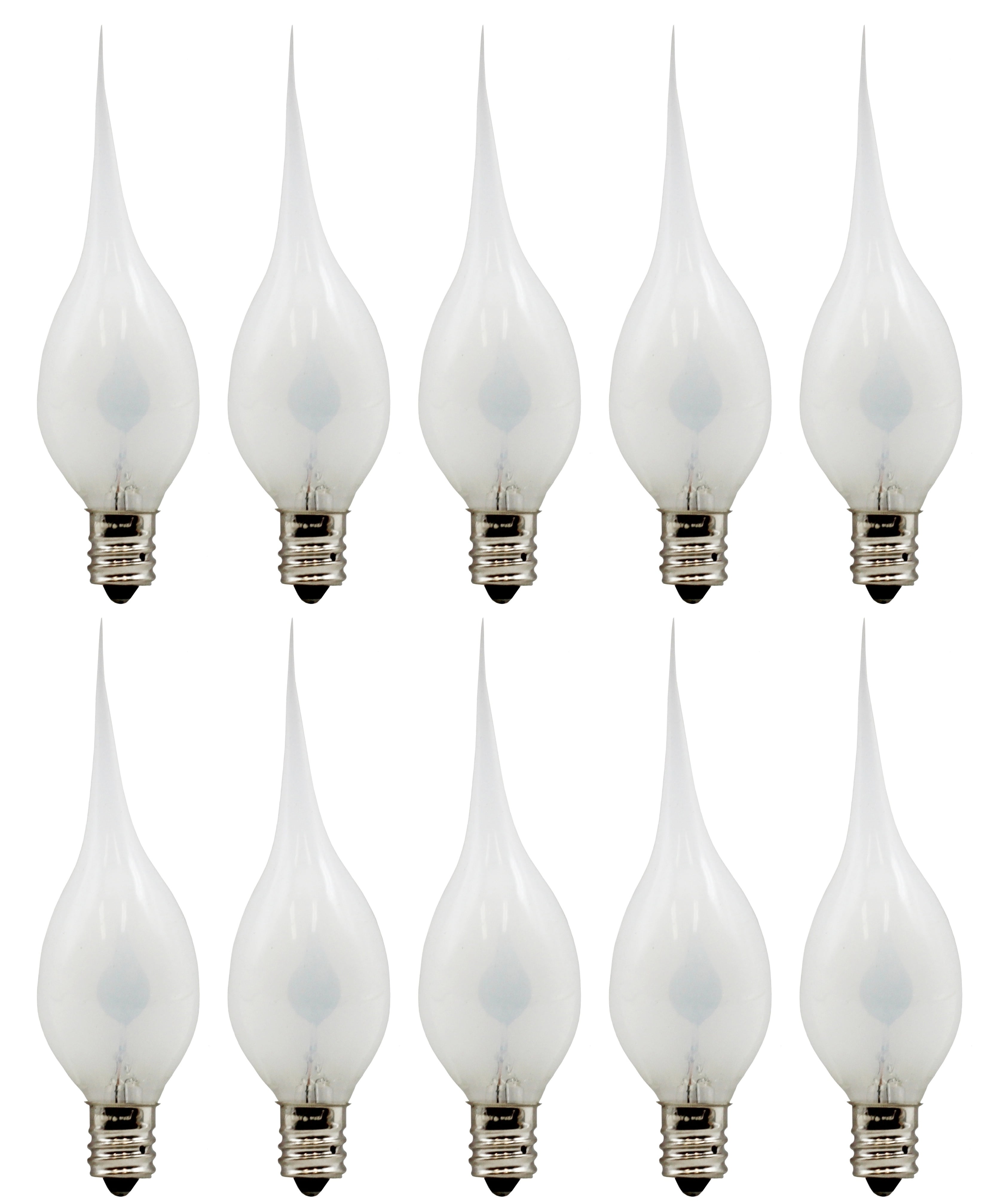 Silicone Dipped Flicker Flame C7 Bulbs, 1W 120V, E12 Candelabra Base ...