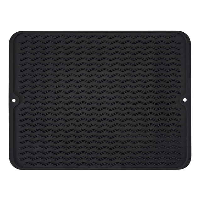 Silicone Dish Drying Mat (12x16", Black) | Multi-Use, Easy Clean, Heat ...