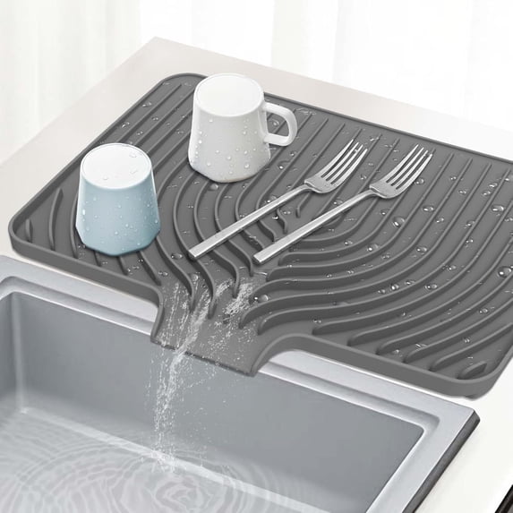 Silicone Dish Drying Mat, 17.7" x 11.8 " Drying Matt Kitchen Counter ...