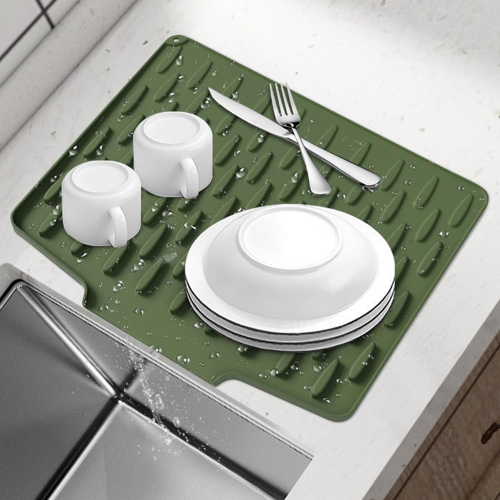 Silicone Dish Drying Mat, 2025 Upgraded Drying Matt Kitchen Counter ...