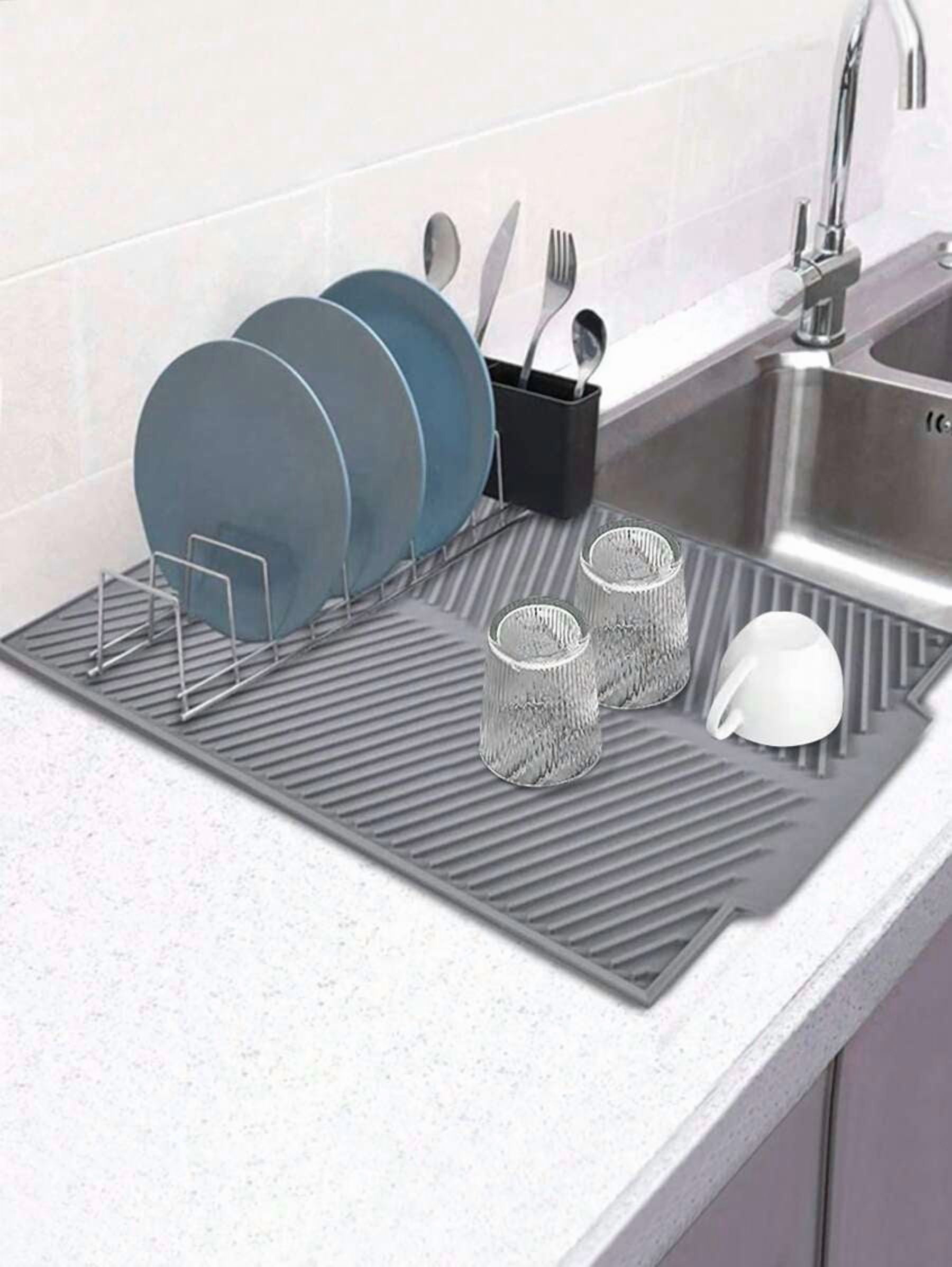 Silicone Dish Drying Mat for Kitchen Counter, Large Heat Resistant ...