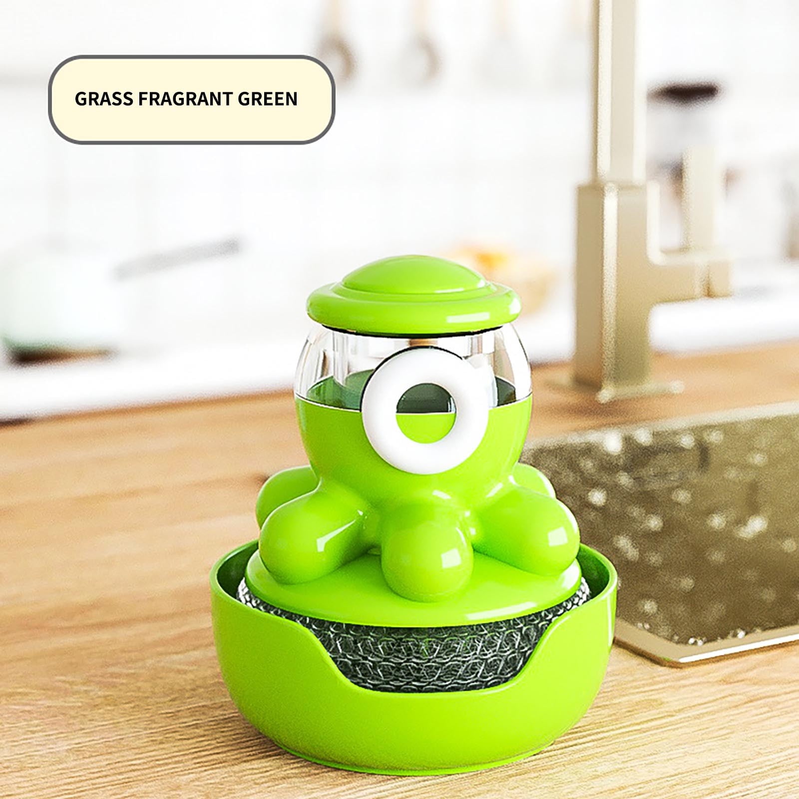 Silicone Dish Sponge Press Type Automatic Liquid Adding Washing Pot ...