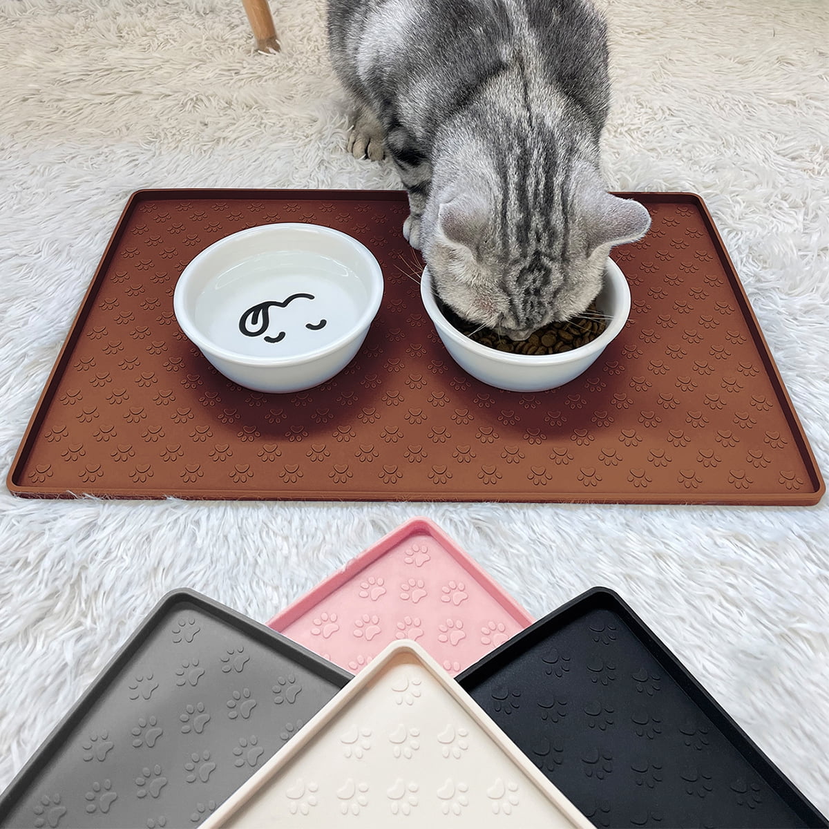 Silicone Dog Food Mat, Pet Placemat for Prevent Feeding Spills ...