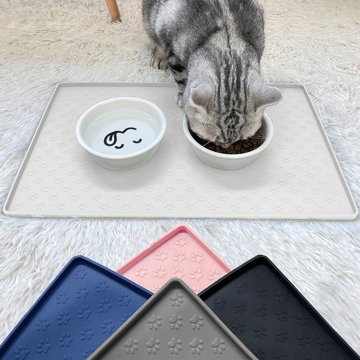 Silicone Dog Food Mat, Pet Placemat for Prevent Feeding Spills ...