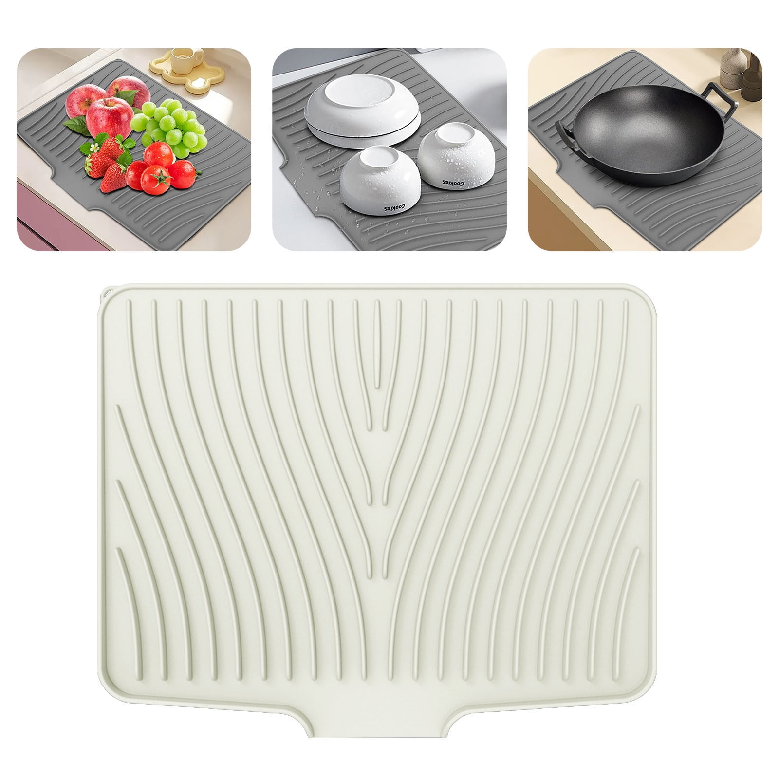 Silicone Drain Drying Pad, Kitchen Countertop Water Diversion Tray, No ...