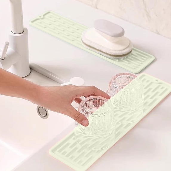 Silicone Drainage Mat, Narrow-Edge Rectangular Skidproof Countertop Mat ...