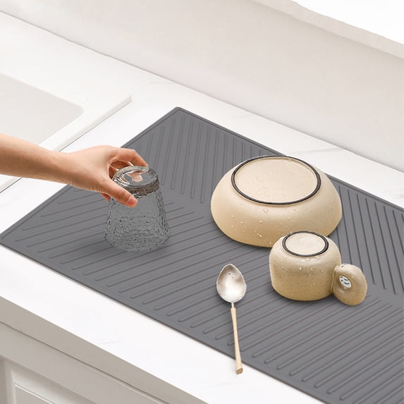 Silicone Drainage Pad, Heat Resistant Kitchen Drying Mat, Non Slip ...