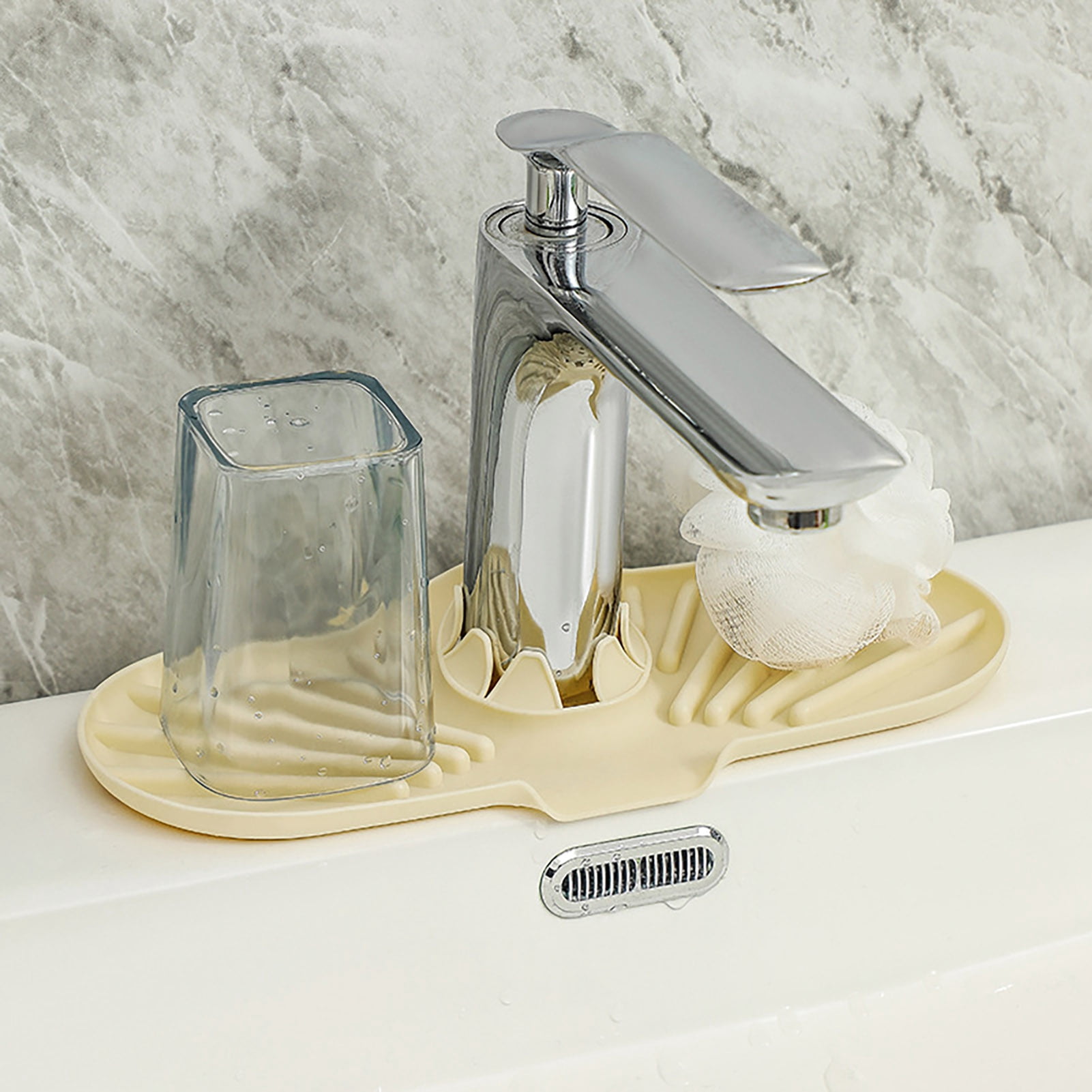 Silicone Drainage Pad and Soap Sponge Holder - Kitchen Sink Faucet Tray ...