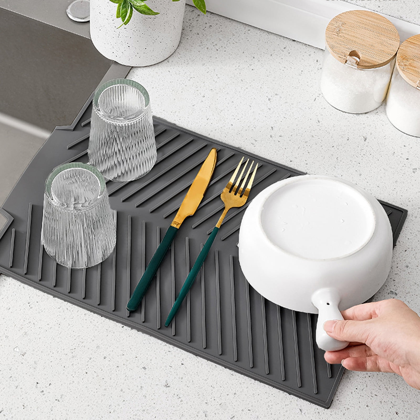 Silicone Draining Board Mat | Folding Trivet | Large Kitchen Drying Pad ...
