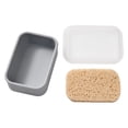 Silicone Draining Soap Dish Food Grade Portable Soap Holder with Sponge ...