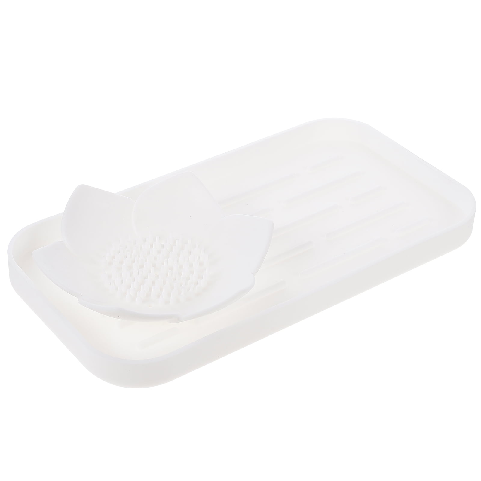 Silicone Draining Tray Soap Rack Sink Sponge Holder Bathroom Bar Lotus ...