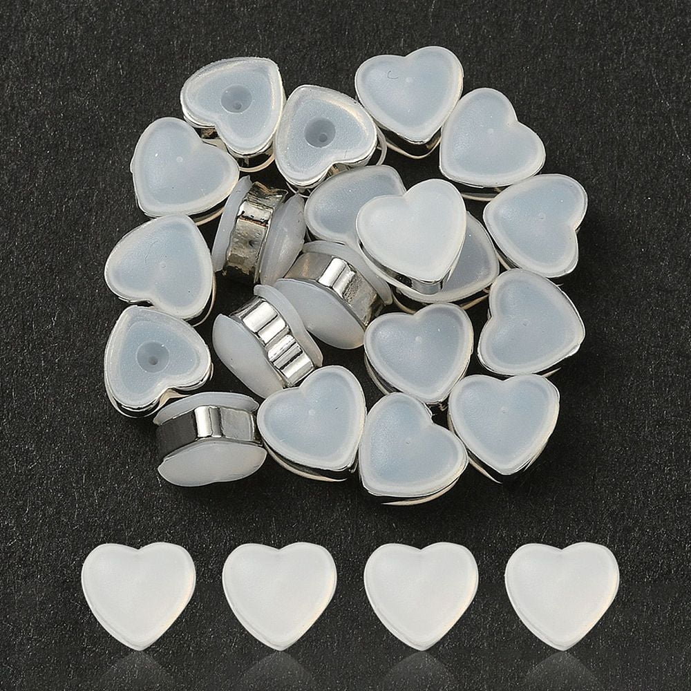 Silicone Ear Nuts Brass Belt Earring Backs Heart Platinum 6x6.5x4.5mm ...