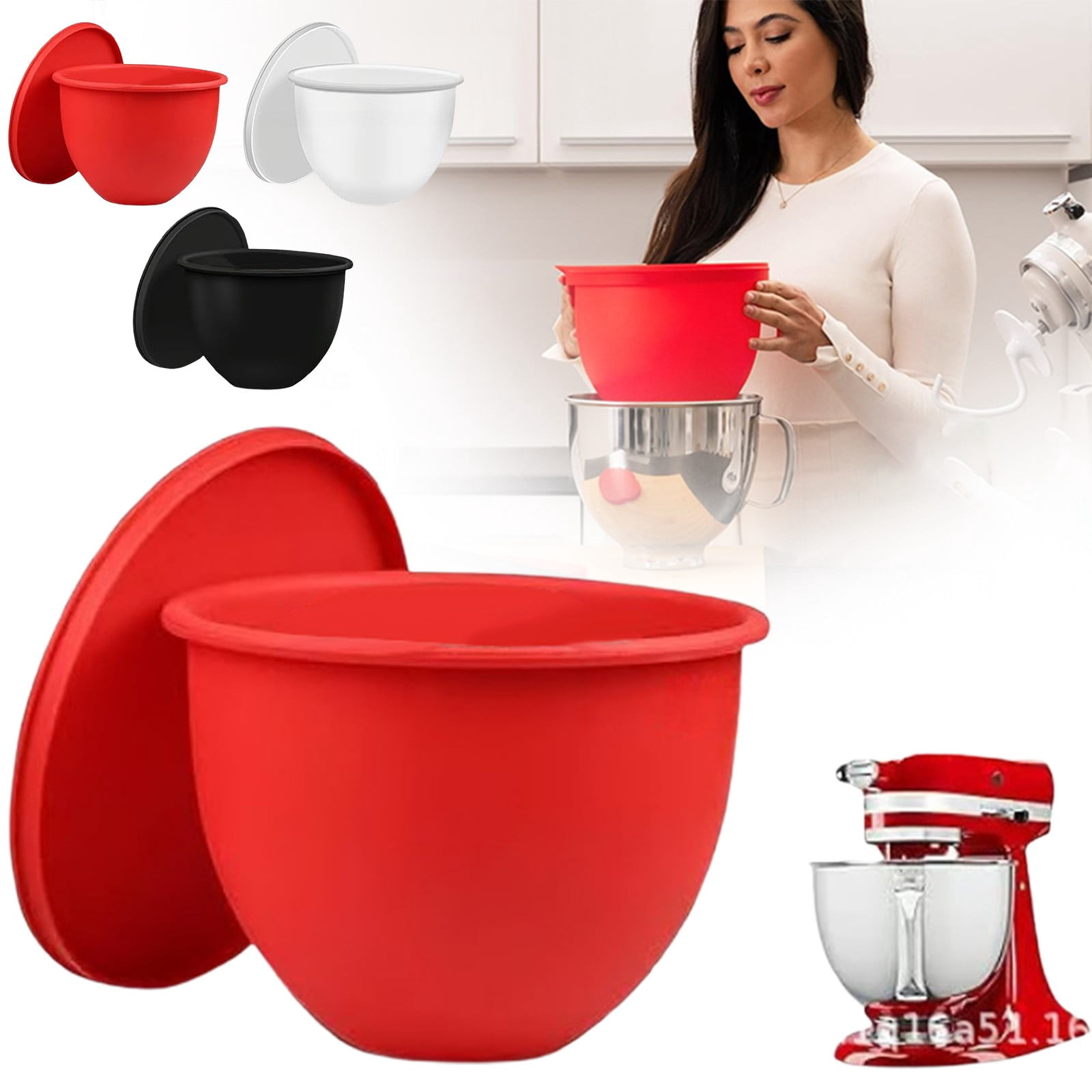 Silicone Egg Beater with Non-Stick Bowl Silicone Liner Suitable for ...