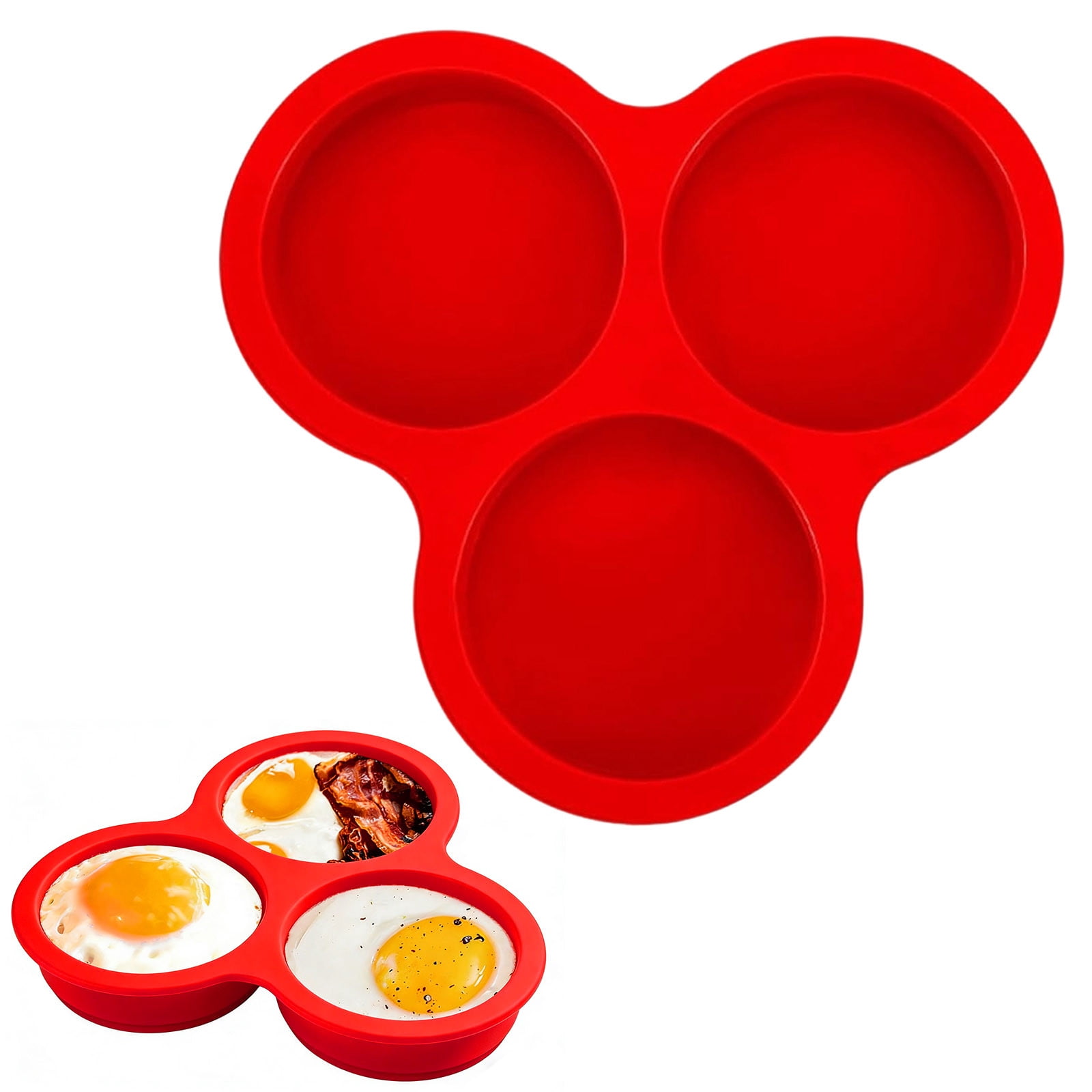 Silicone Egg Cups for Air Fryer - 3-Cavity Silicone Muffin Tray,Round ...