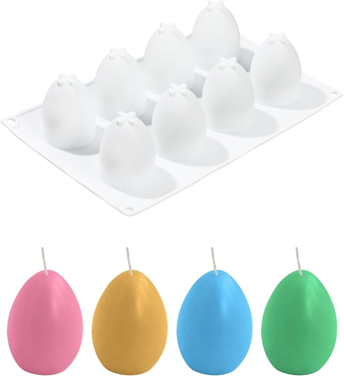 Silicone Egg Molds, 8-Cavity Easter Egg Silicone Mold, Egg Shaped Mold ...