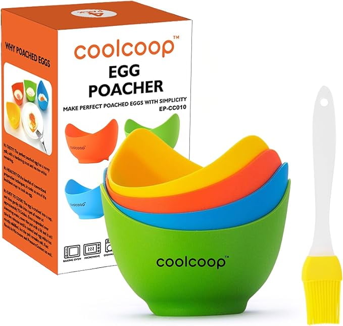 Silicone Egg Poacher Cups: Egg Poacher with Oil Brush, Nonstick Egg ...