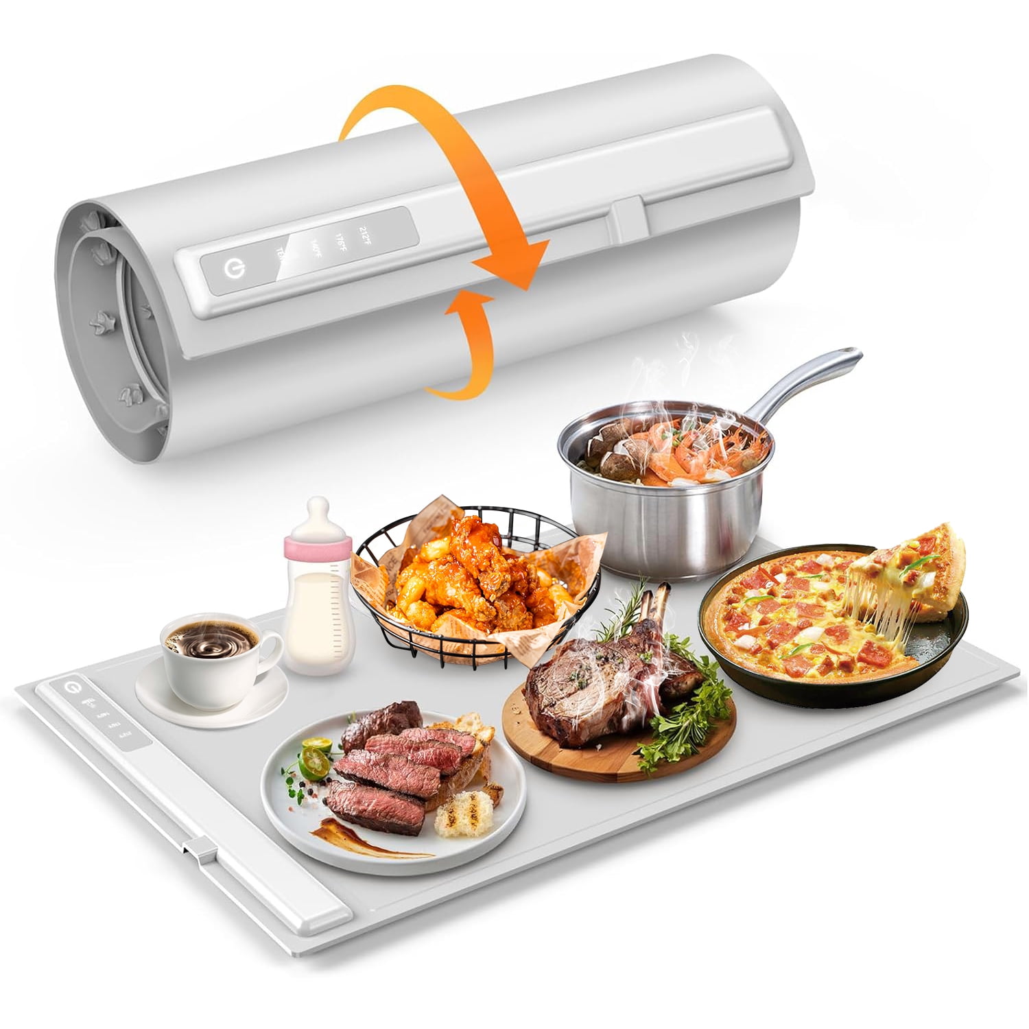 Silicone Electric Serving Tray - 3 Adjustable Temps, Portable Food ...