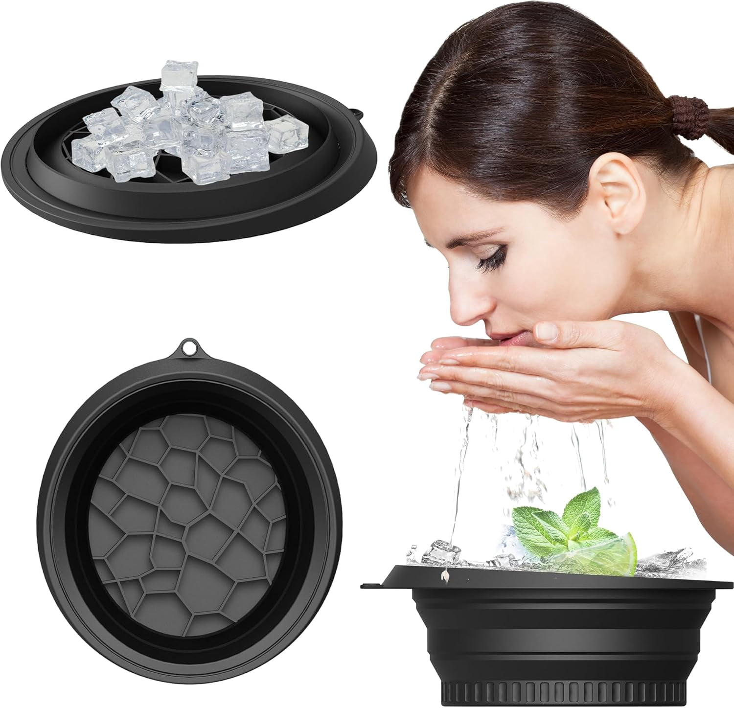 Silicone Face Bowl for Ice with Built-in Icetray,Ice Facial Folding ...