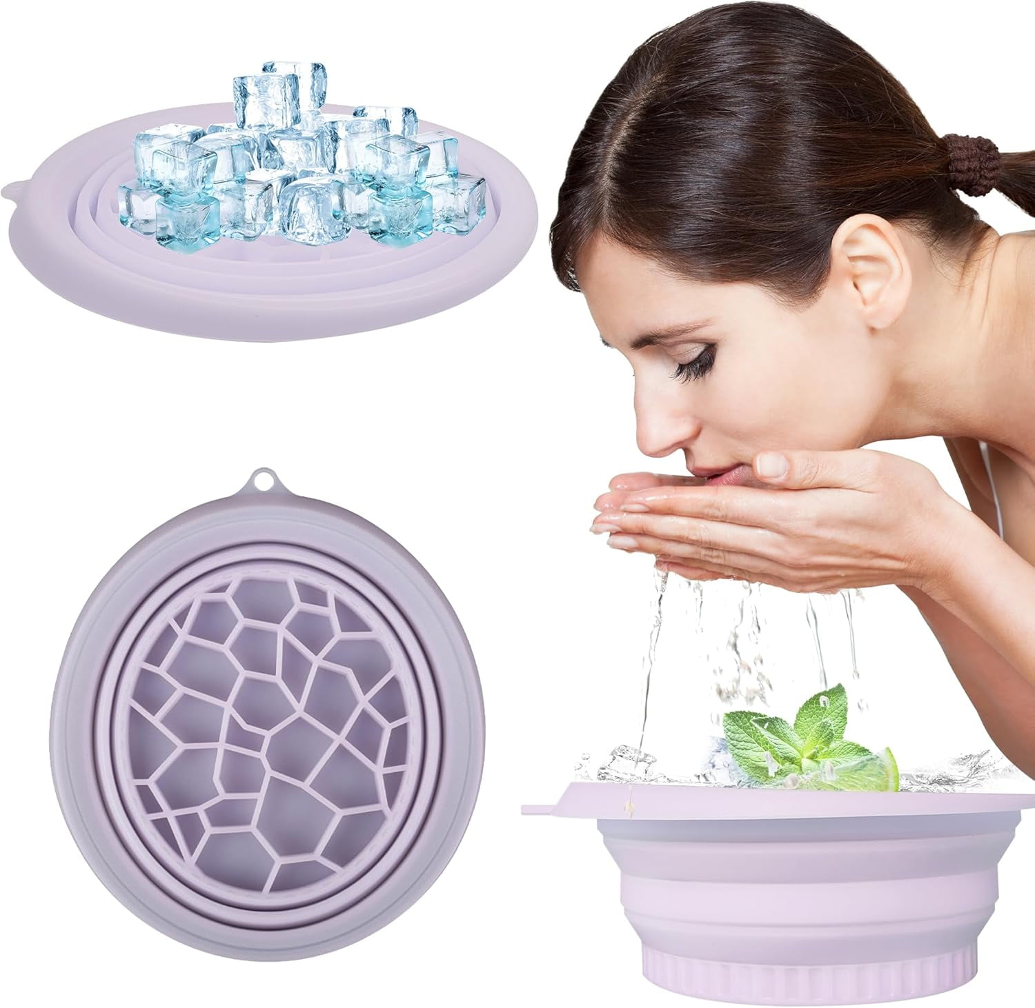 Silicone Face Bowl for Ice with Built-in Icetray,Ice Facial Folding ...