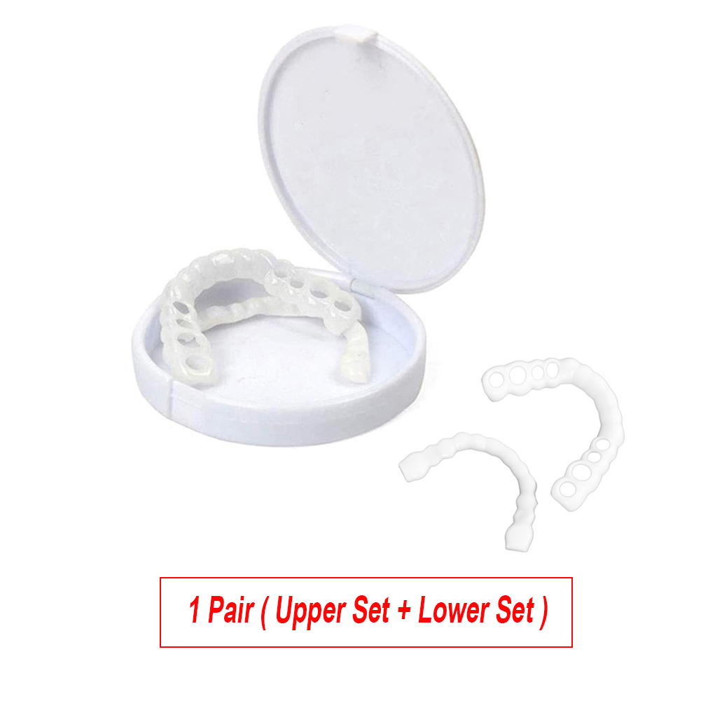 Silicone Fake Teeth Cosmetic Denture Veneers Paste Upper Lower False ...