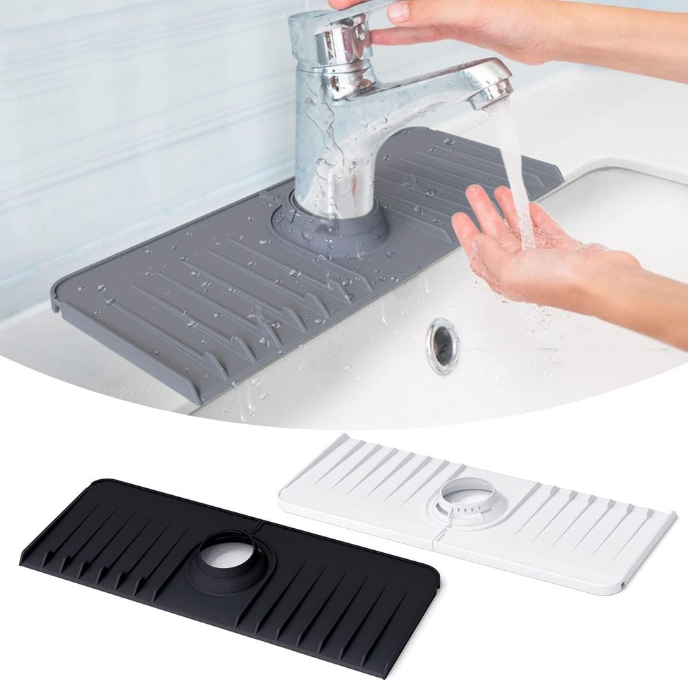 Silicone Faucet Mat Kitchen Sink - Splash Guard, Foldable Sink Mat ...