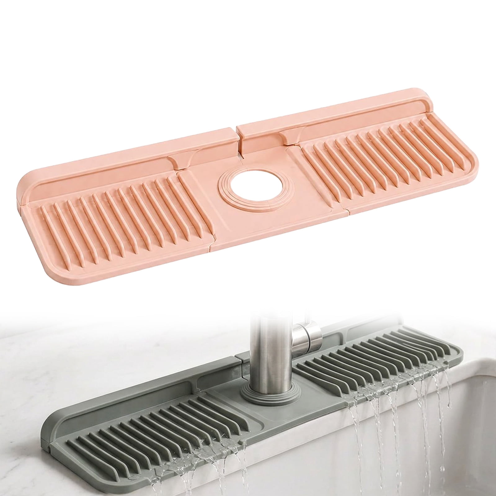 Silicone Faucet Mat for Kitchen Sink, Button Fasten Splash Guard ...
