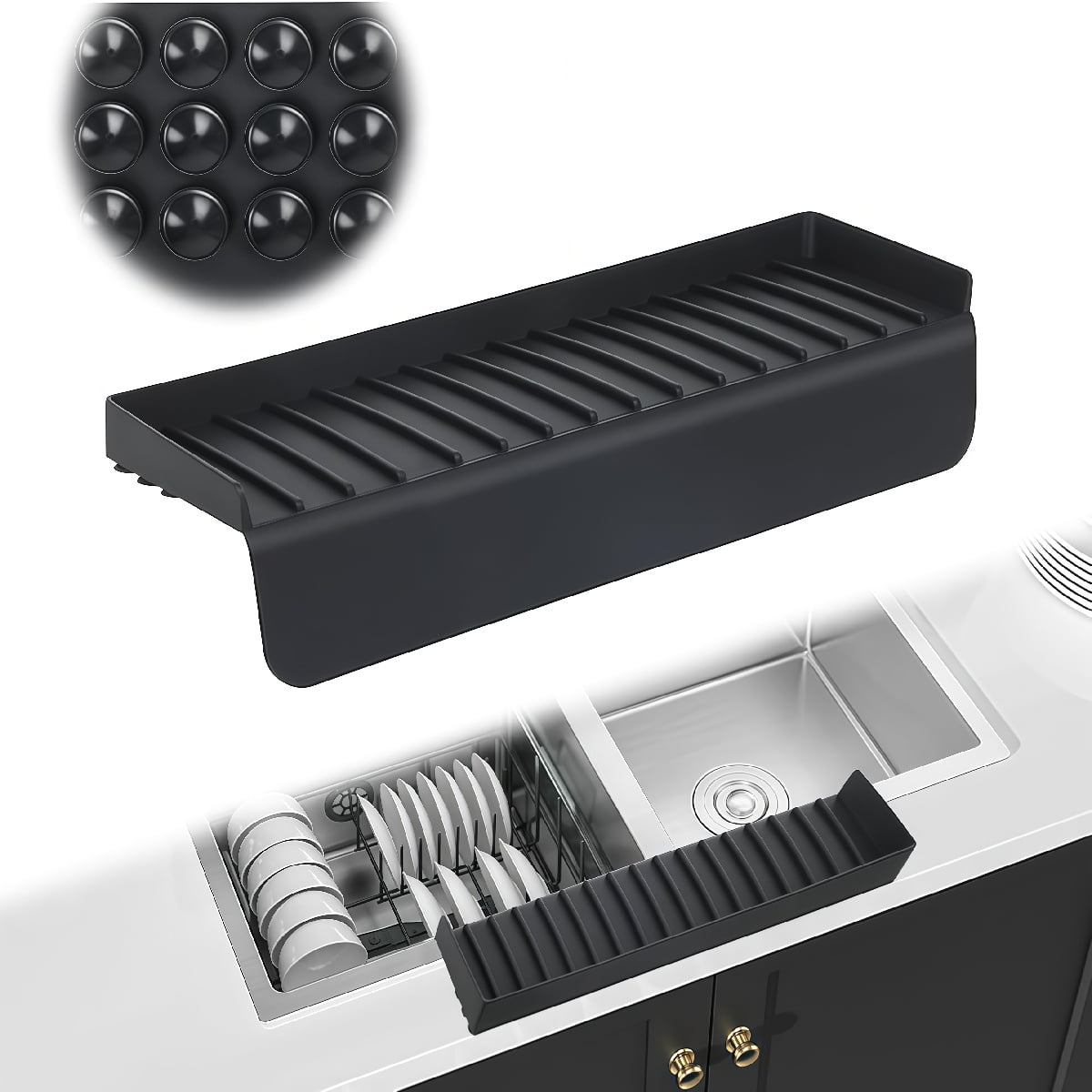 Silicone Faucet Splash Guard 4" x 20", Faucet Water Catcher Mat, Longer ...