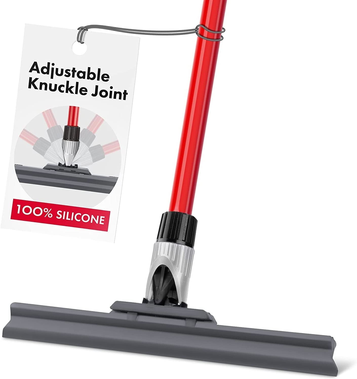 Silicone Floor Squeegee with 55-Inch Long Handle, 12-Inch Single Cast ...