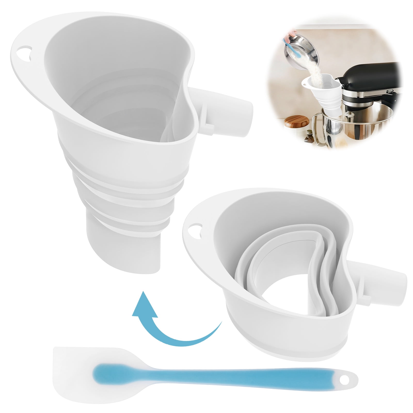 Silicone Flour Funnel for 4.5-5 Qt Tilt Head Stand Mixer Foldable Flour ...
