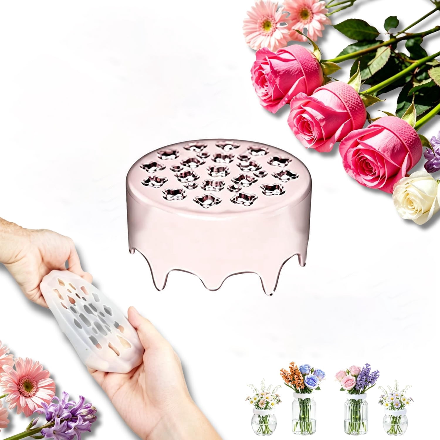 Silicone Flower Arranging Grid, 2026 New Flexible Floral Stem Holder ...