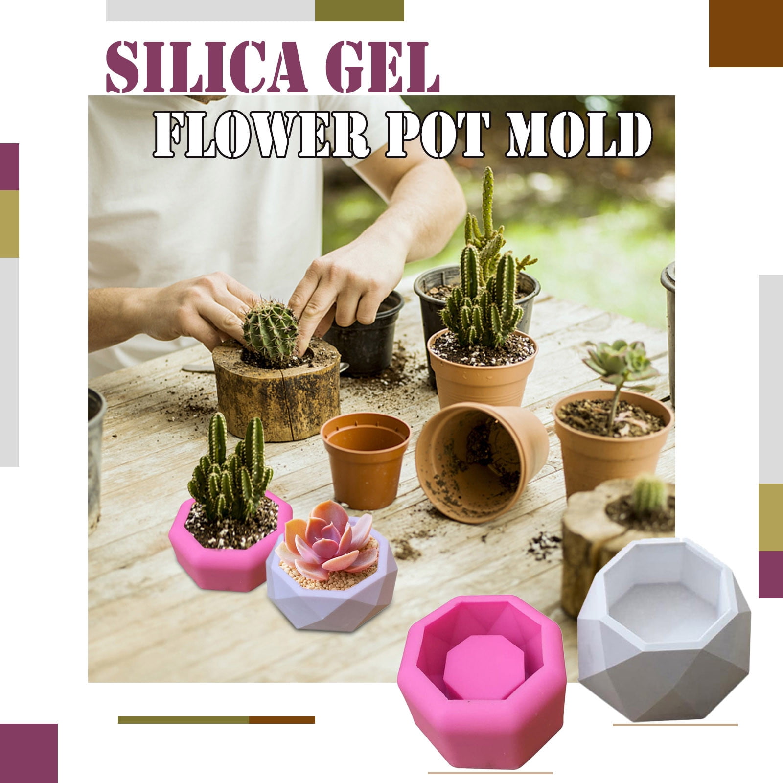 Silicone Flower Pot Mold for DIY Succulent Planter | Octagonal Shape ...