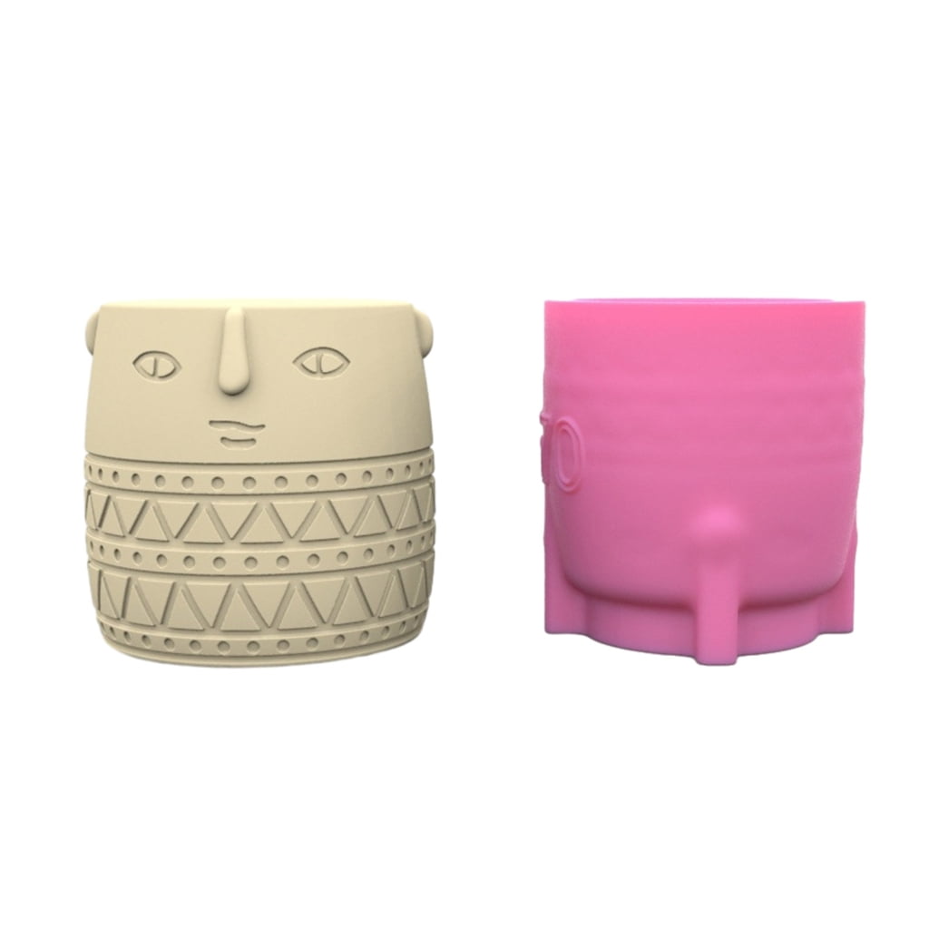 Silicone Flower Pots Mold Abstract Face Concrete Candle Pen Holder ...