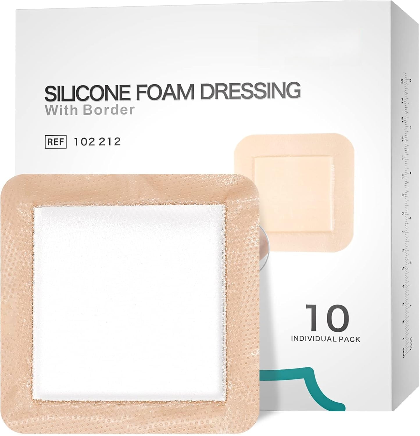 Silicone Foam Dressing with Border 20 Pack Adhesive 4"x4" Waterproof ...